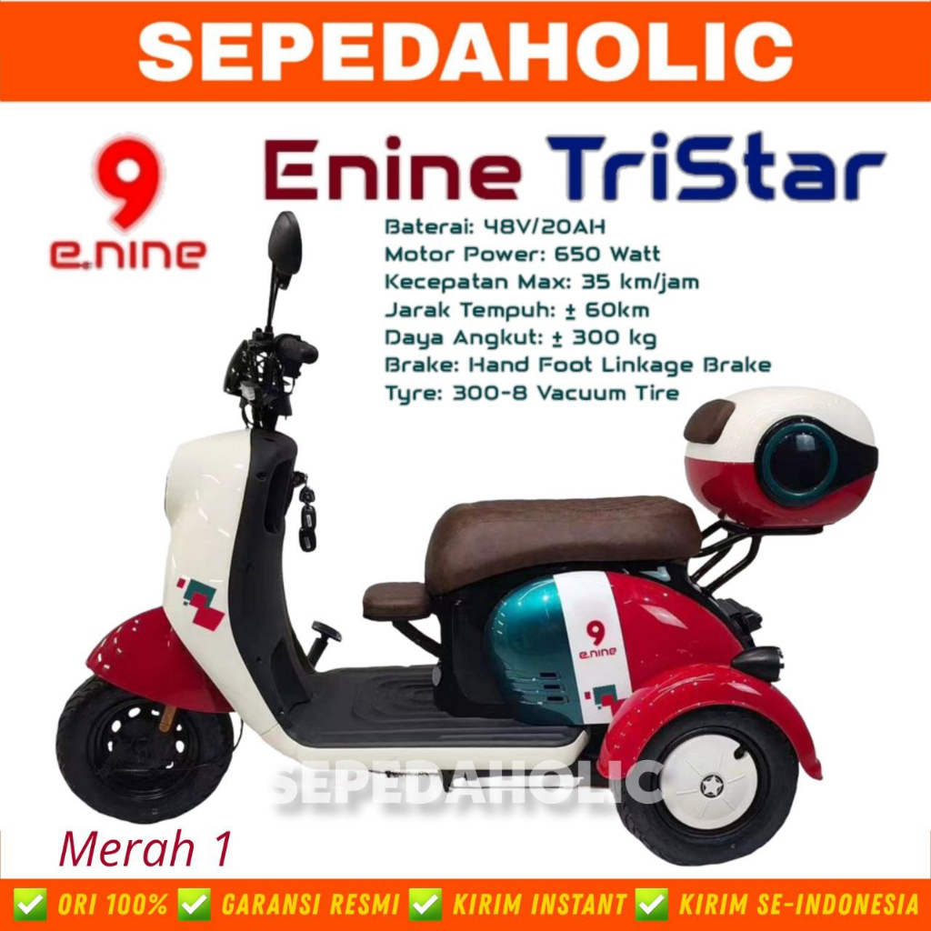 Jual Sepeda Motor Listrik Roda 3 Tiga E NINE TRISTAR / TRI STAR 650 ...