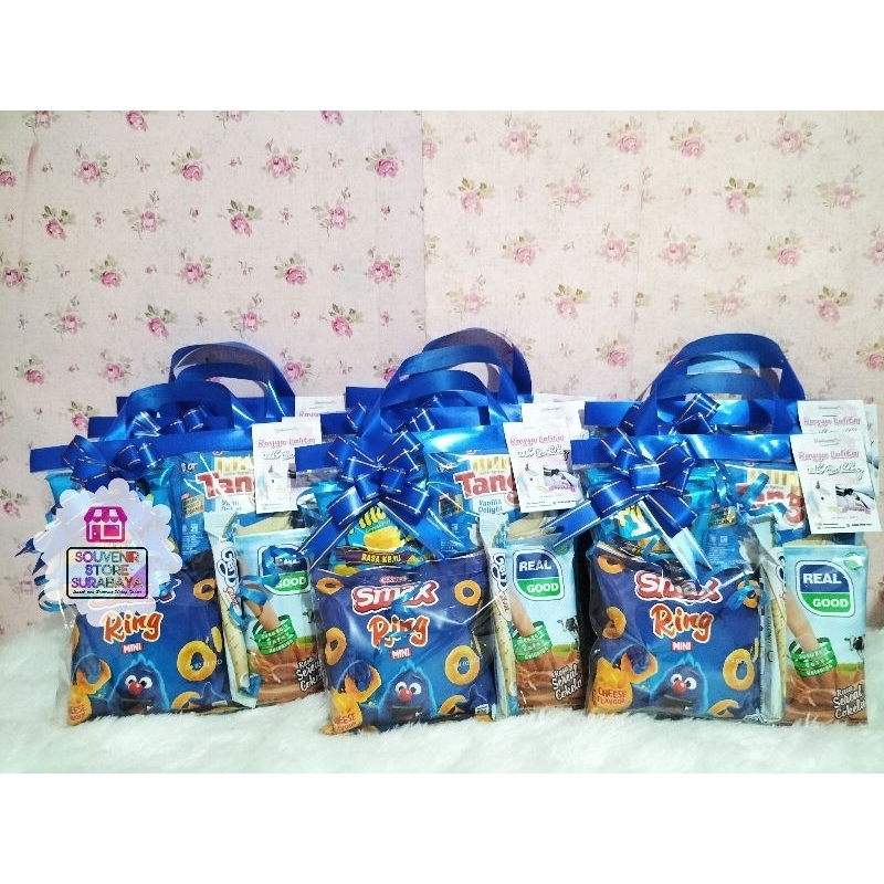Jual Hampers Snack Ultah Serba Biru || parcel snack ultah tema warna ...