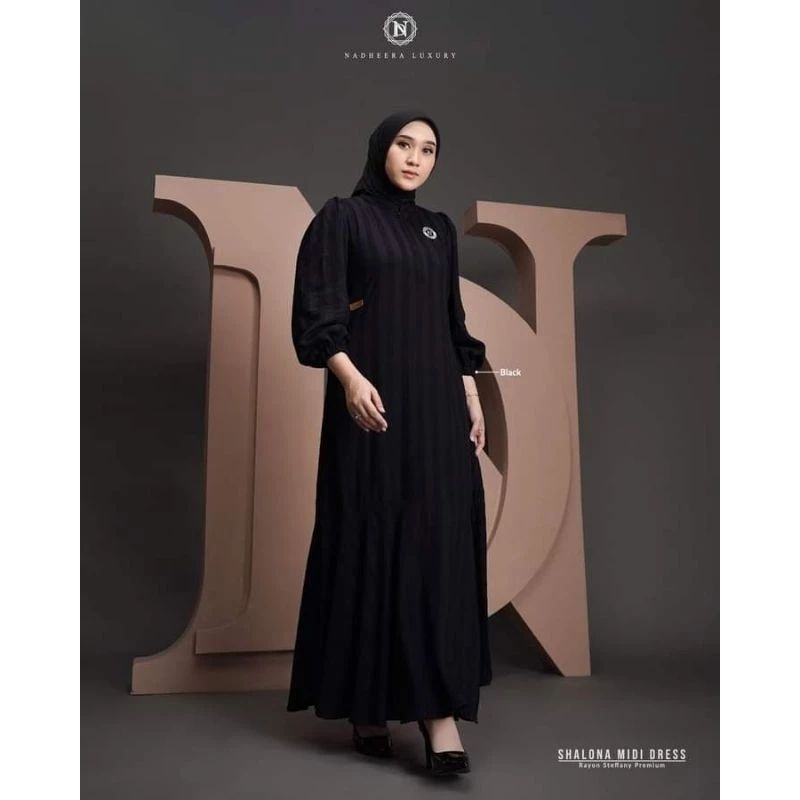 Jual Shalona Midi Dress By Nadheera Luxury | Shopee Indonesia