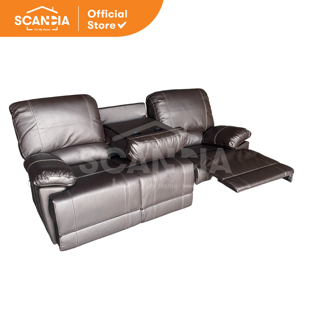 Jual SCANDIA Sofa Recliner 3 Seater Shawn 204x95x98 Cm Brown - Kursi ...