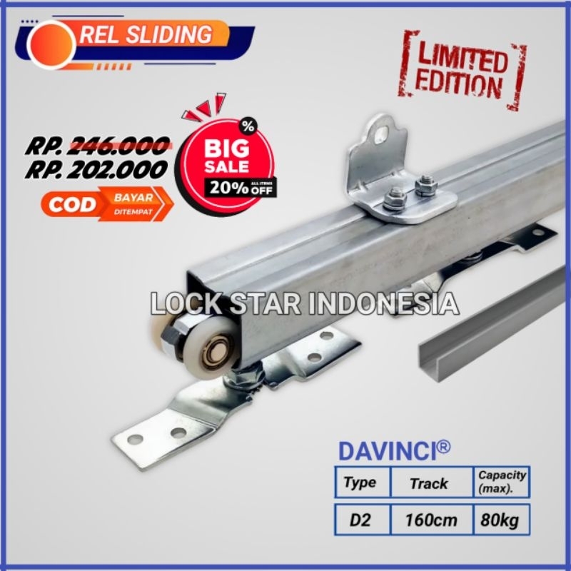 Jual Rel Sliding Pintu Geser D2 160cm Rel Pintu Gantung 1Set Complite | Shopee Indonesia