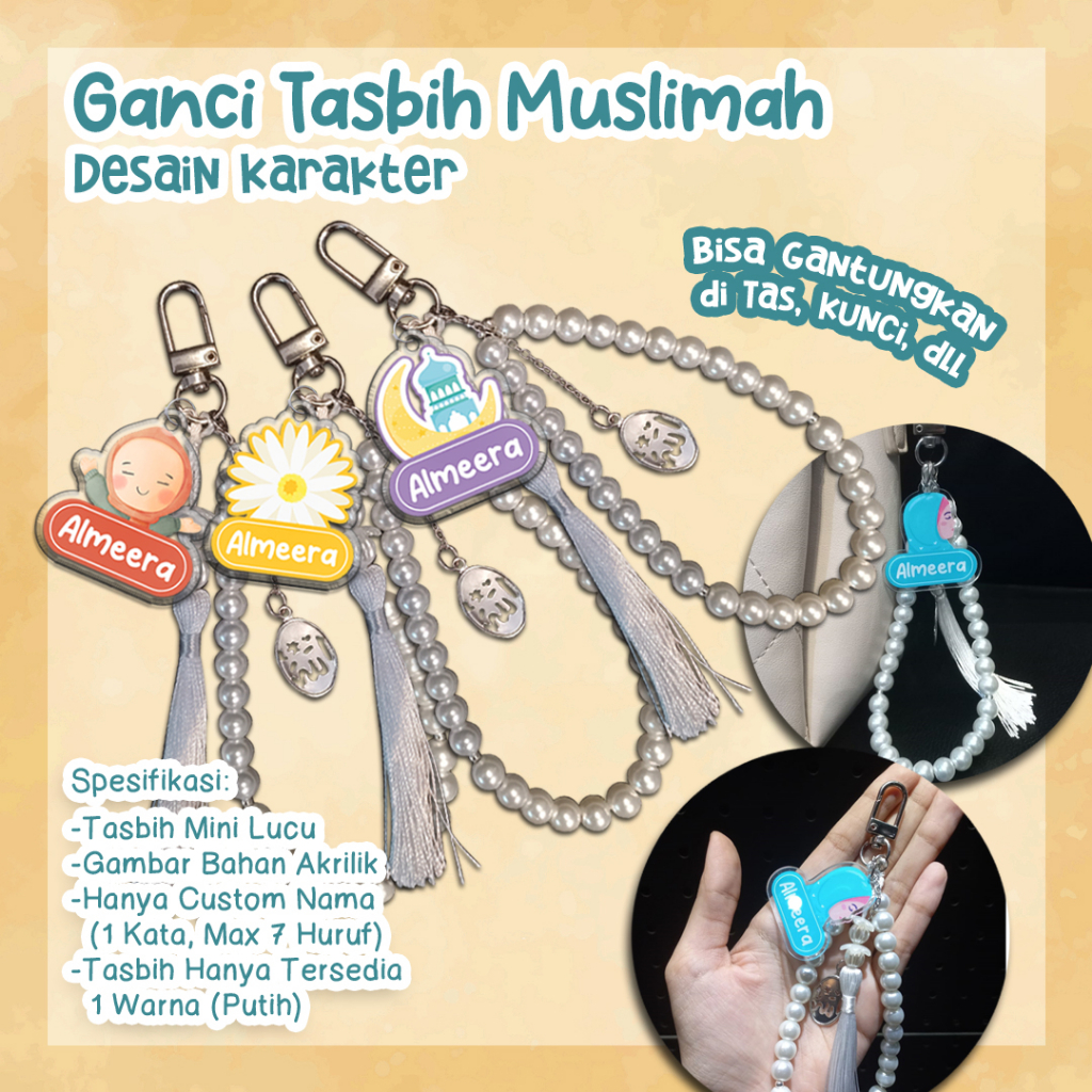 Jual Mini Tasbih Keychain Muslimah Hijab - Ganci Tasbih Serbaguna ...