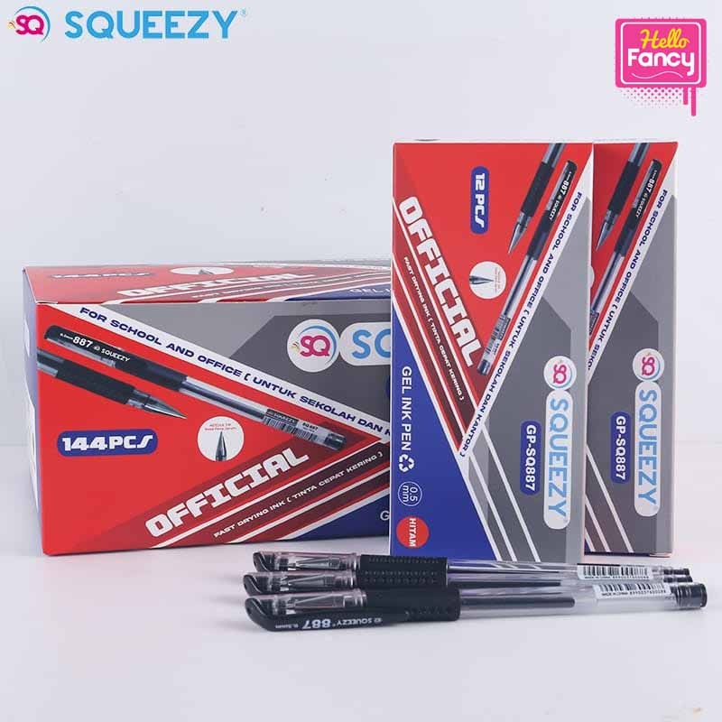 Jual Pulpen Gel Squeezy 0.5 mm / Pena Gel Pen Office Smooth Hitam dan ...