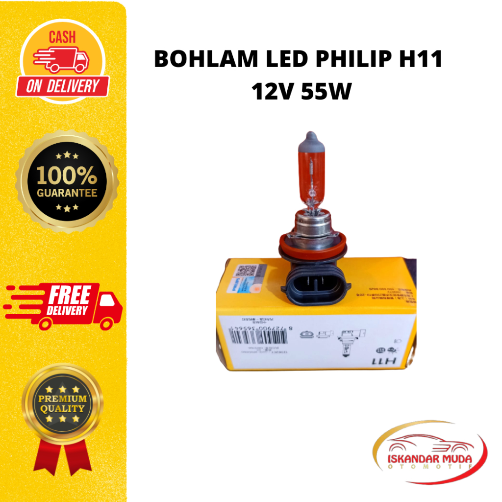 Jual BOHLAM LAMPU HALOGEN MOBIL LED PHILIPS H11 12V 55W | Shopee Indonesia