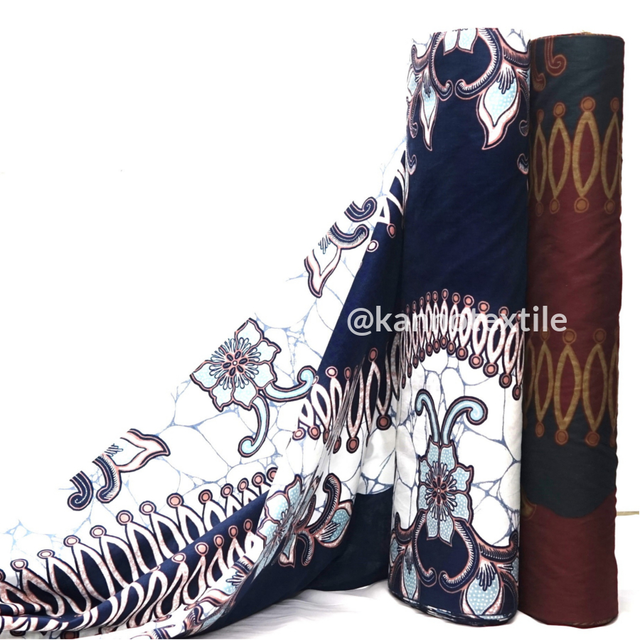 Jual KAIN BATIK KATUN HALUS PRIMISIMA BATU RADEN BKB70 MOTIF BUNGA WARNA NAVY PUTIH/COKLAT ...