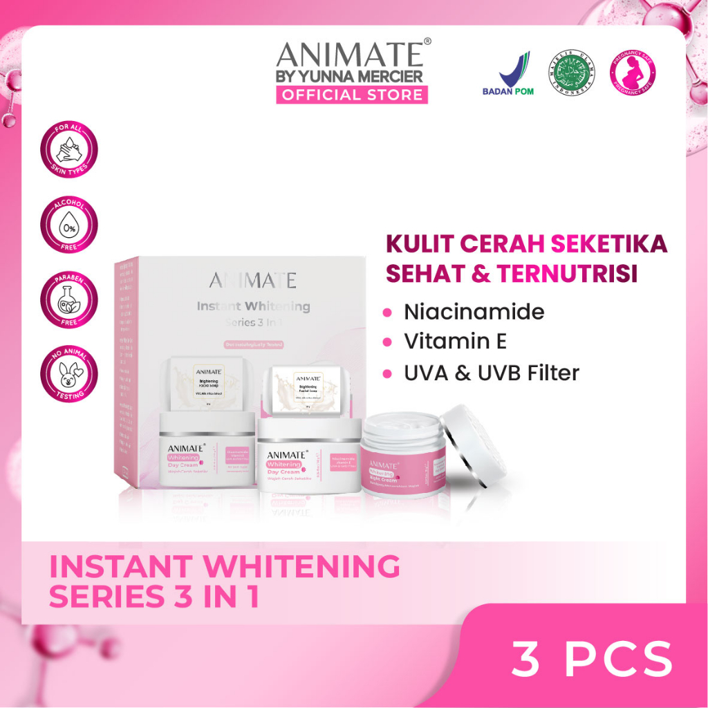 Jual Animate Instant Whitening Series 3in1/ Cream Pemutih Wajah / Paket ... Jual Animate Instant Whitening Series 3in1/ Cream Pemutih Wajah / Paket ...