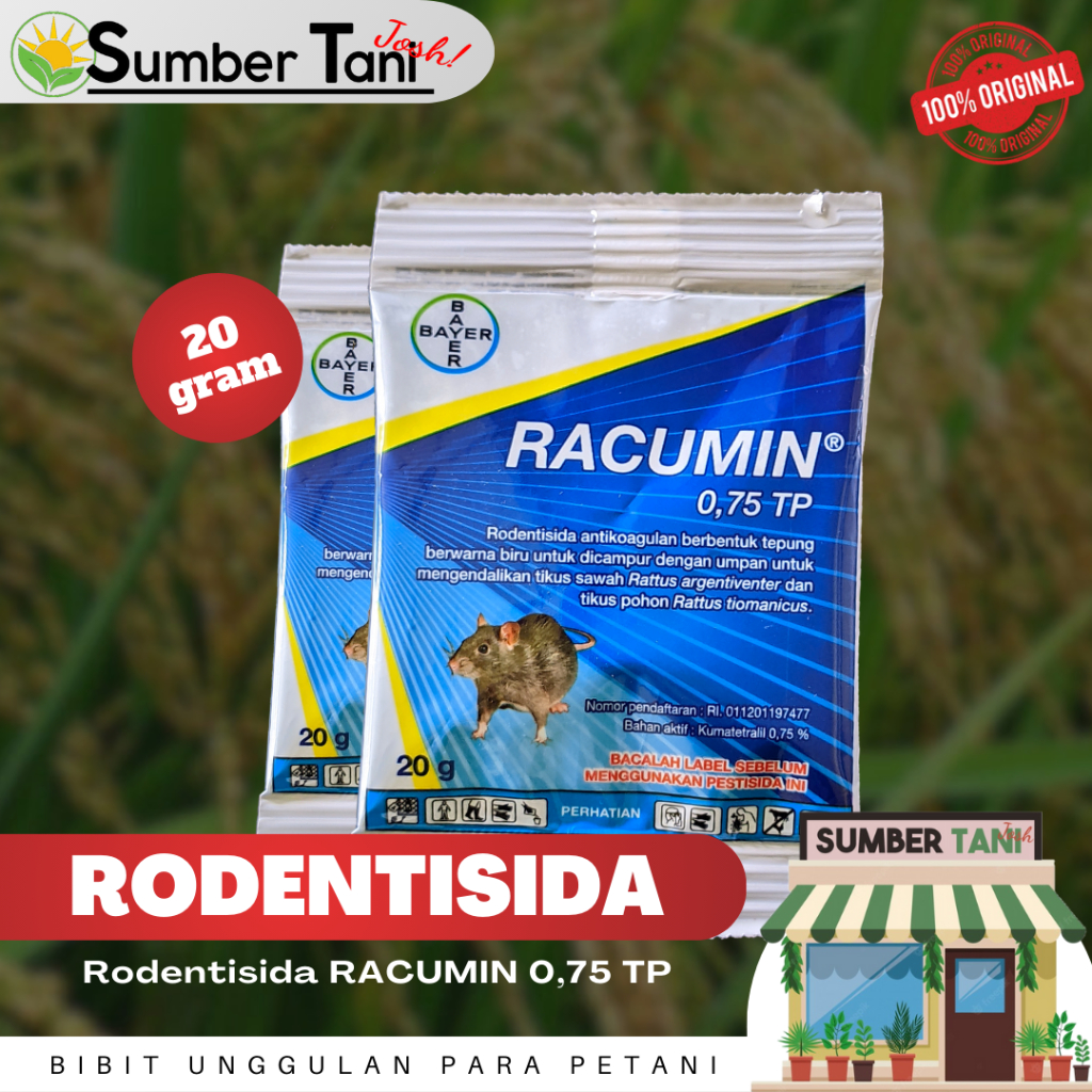 Jual Racun Tikus RACUMIN 0,75 TP Kemasan 20gram Produksi Bayer | Shopee ...
