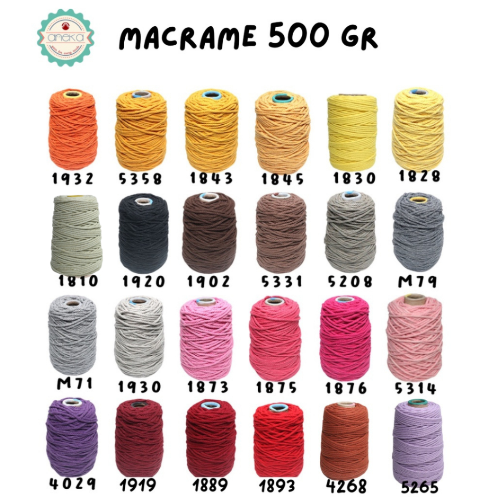 Jual KATALOG - Benang Tali katun / tali macrame makrame warna warni 500 ...