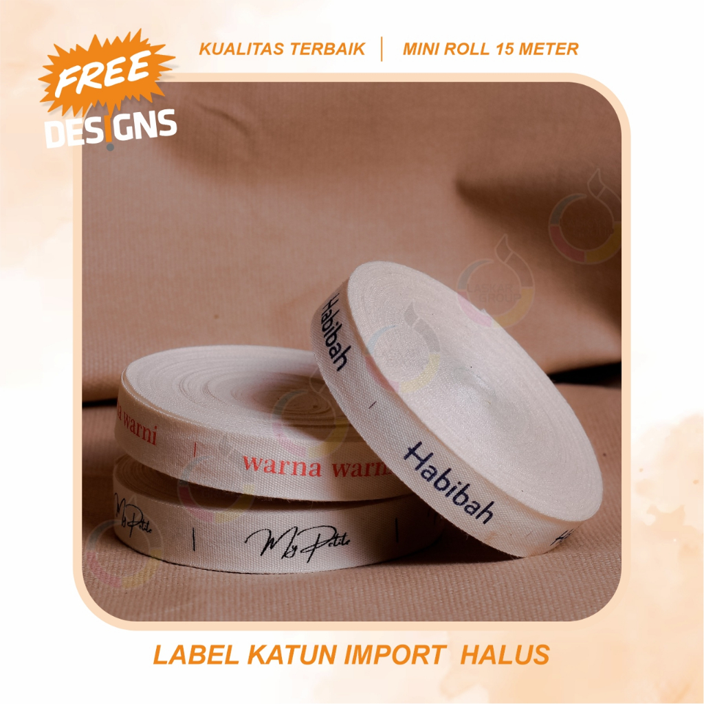 Jual label merek baju / cotton import 15 meter Laskar Label | Shopee ...