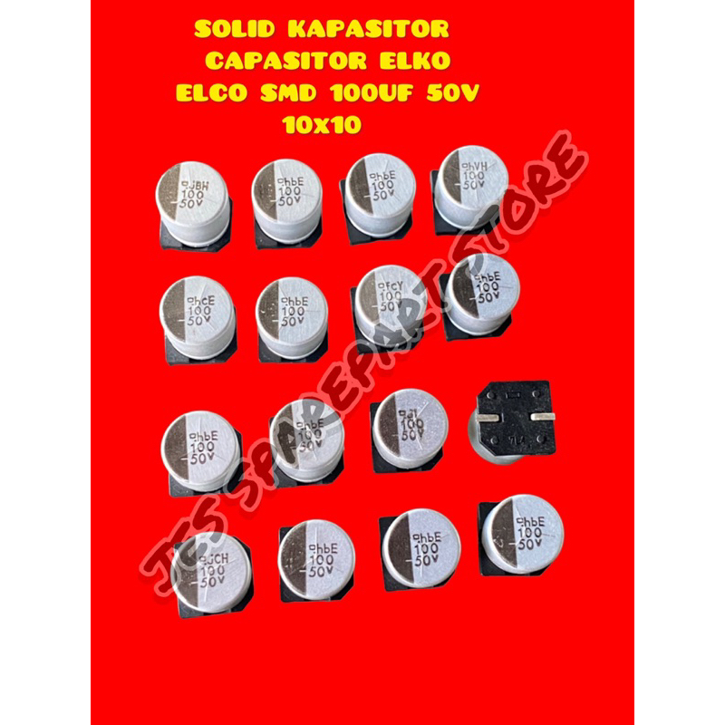 Jual SOLID KAPASITOR CAPASITOR ELKO ELCO SMD 100UF 50V 10x10 | Shopee ...