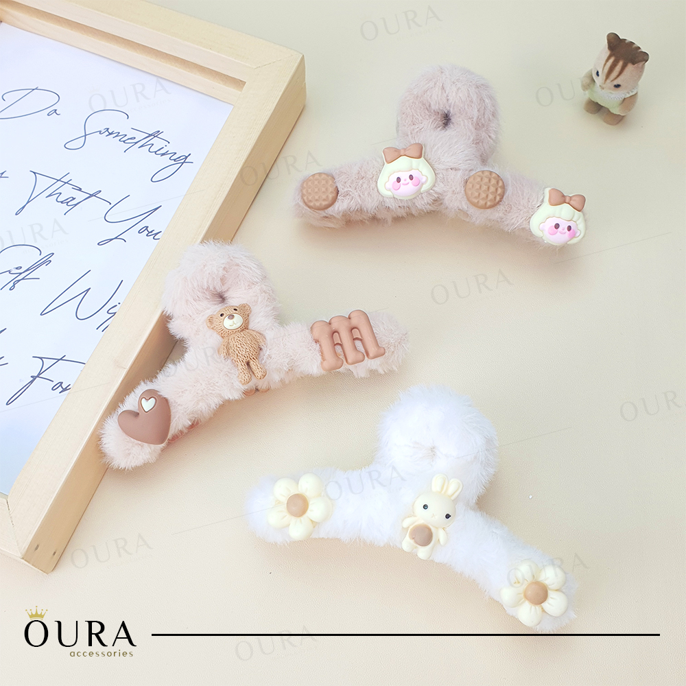 Jual Jepit Rambut Bulu Motif Boneka Jumbo 11cm Jedai Korea Jepitan Poni ...