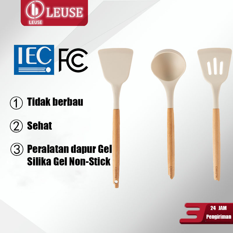 Jual LEUSE dapat 3pcs Sutil/Spatula/Sendok Sup Anti Panas, bahan ...