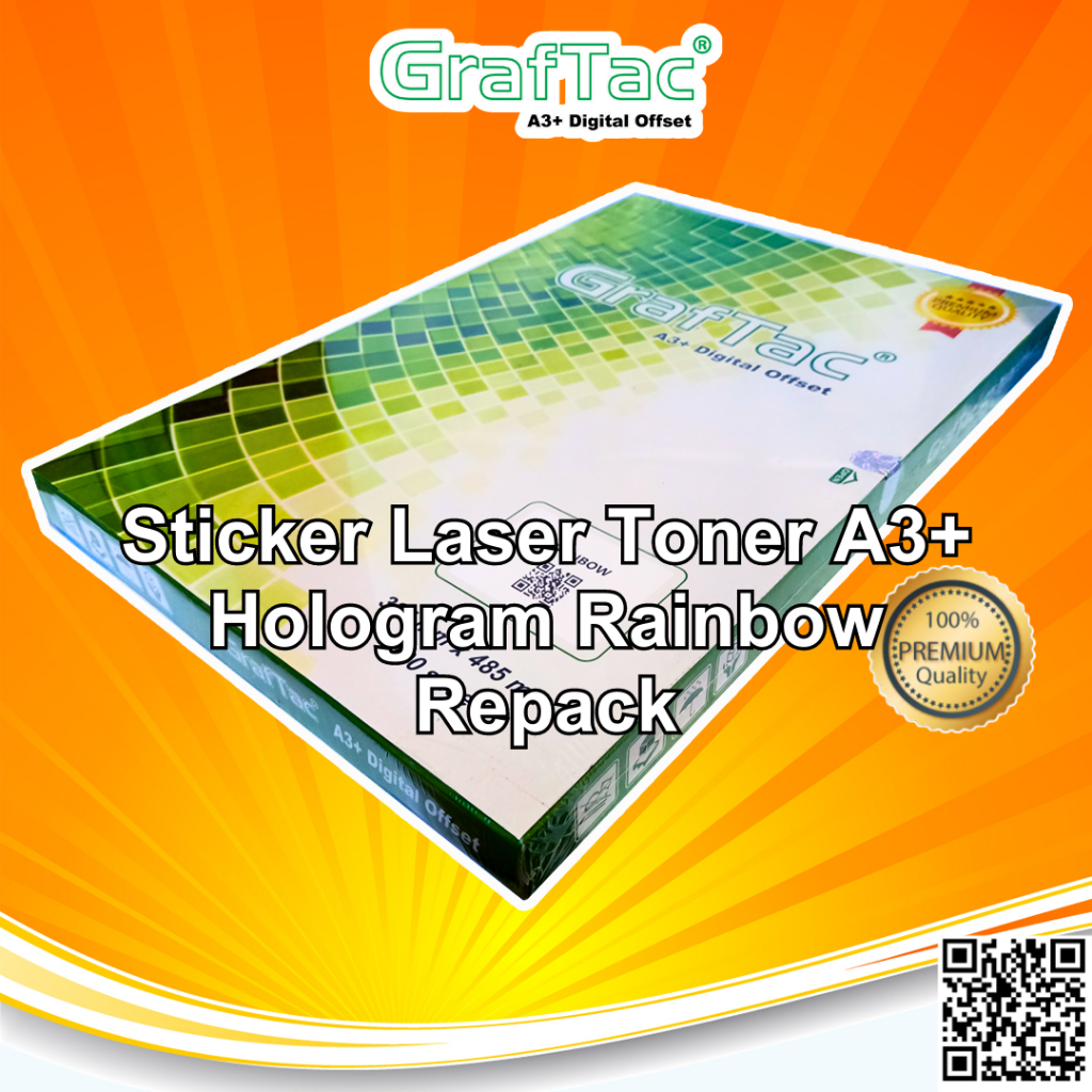 Jual Graftac Sticker Hologram A3+ Stiker Silver Rainbow Digital Print ...