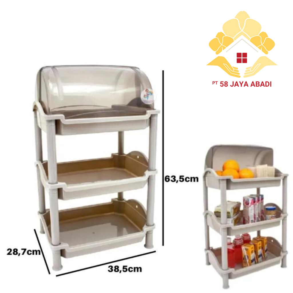 Jual [COD] Rak Tempat Roti Serbaguna Plastik Susun 3 4023 Green Leaf ...