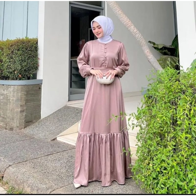 Jual Gamis Perempuan Dewasa SHIMMER Silk NAURA Premium/Baju Muslim ...