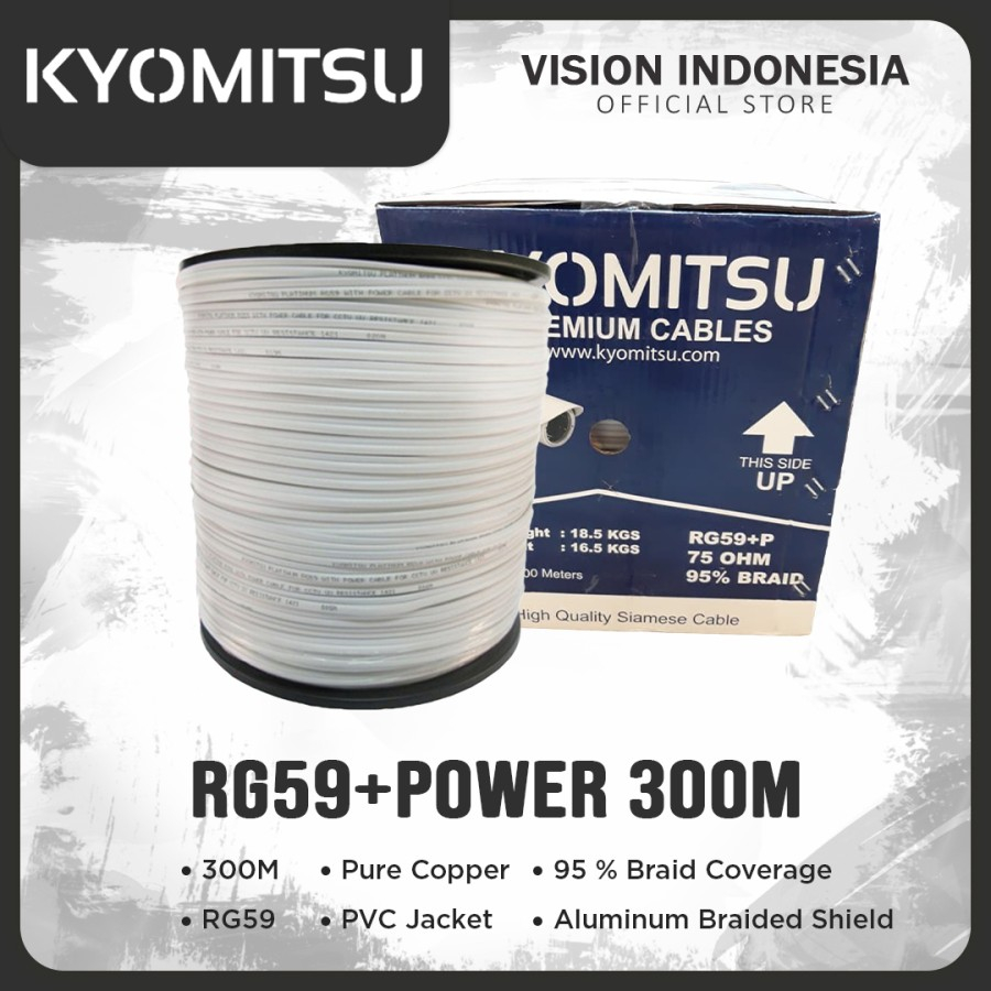 Jual KABEL CCTV KYOMITSU COAXIAL RG59+POWER 300M PUTIH ORIGINAL | Shopee Indonesia