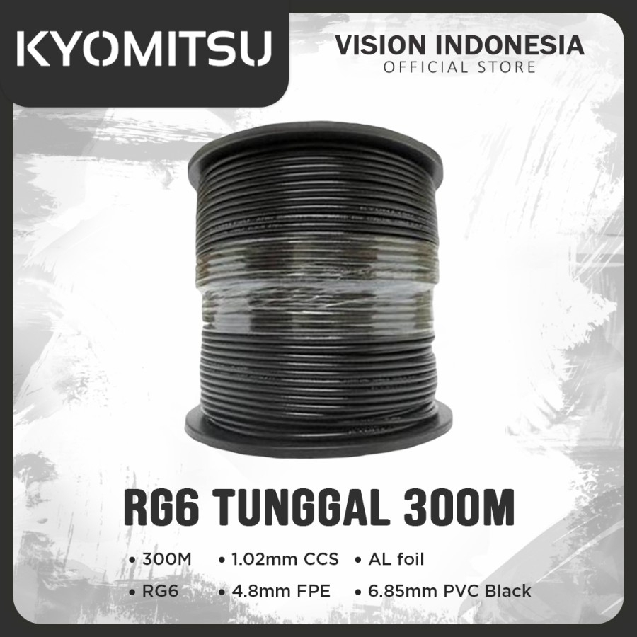 Jual KABEL CCTV COAXIAL RG6 TUNGGAL KYOMITSU 300M BAGUS | Shopee Indonesia