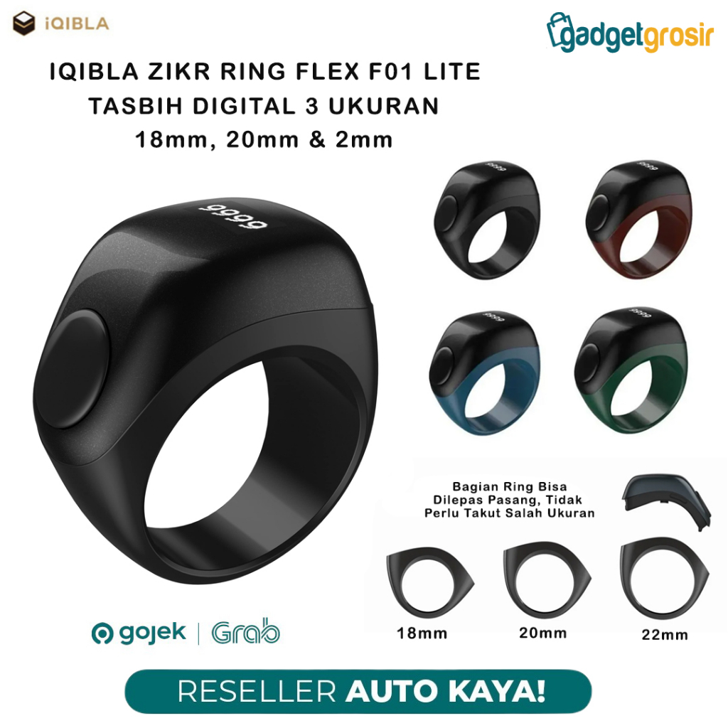 Jual iQibla Zikr Smart Ring Flex F01 Lite OLED Display Tasbih Digital Tasbeeh Counter Zikir ...