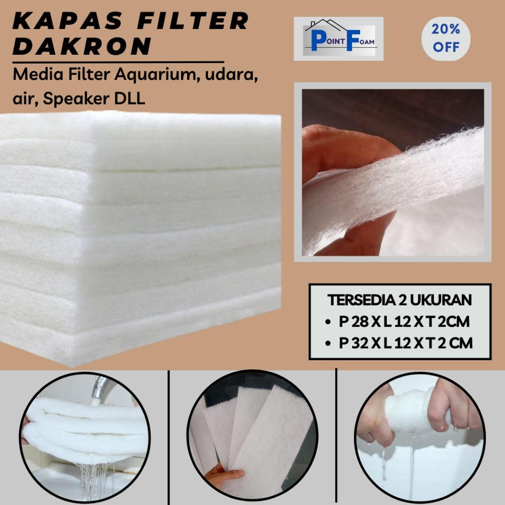 Jual Kapas Filter Aquarium 2cm Kapas Filter Dakron Box Speaker Media ...