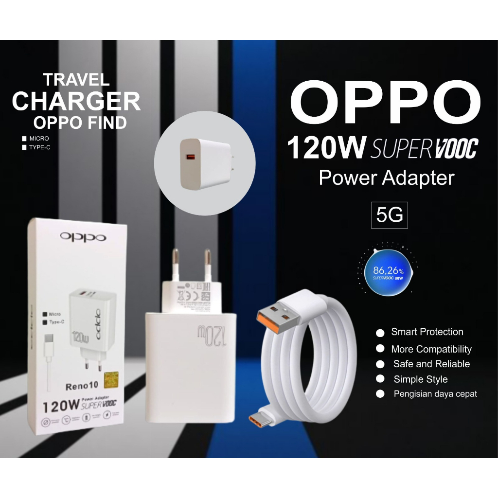 Jual Charger Fast Charging Type C & Micro Oppo Find 5G 120W SuperVooc ...