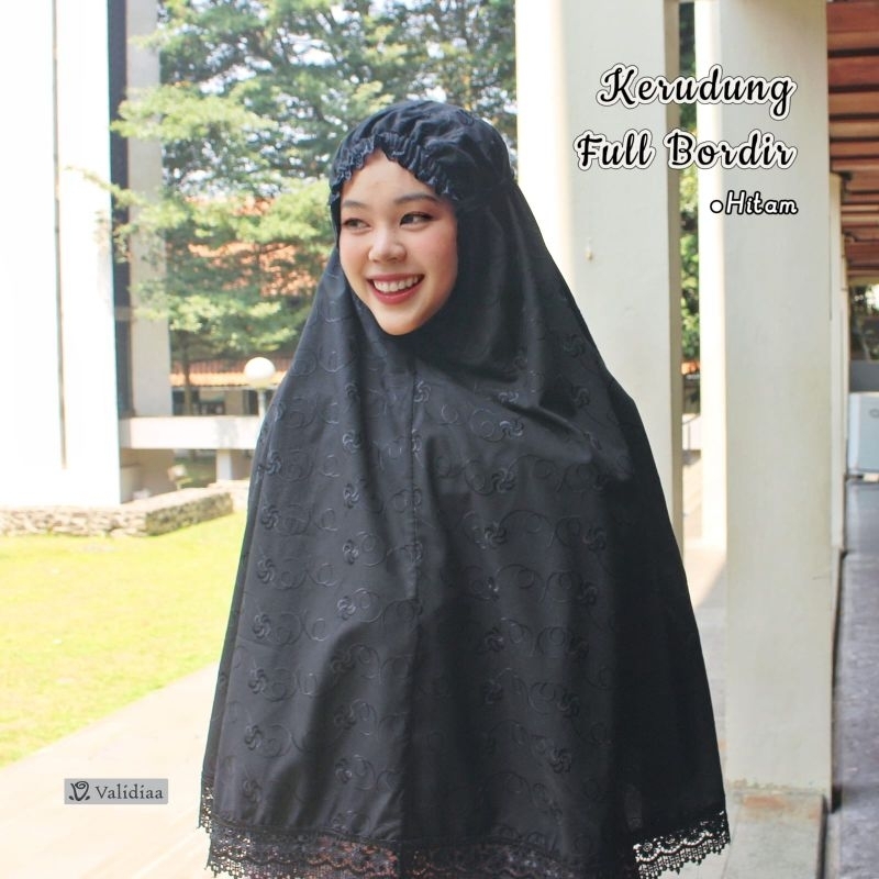 Jual Kerudung Hitam Haji dan Umroh Full Bordir | Shopee Indonesia