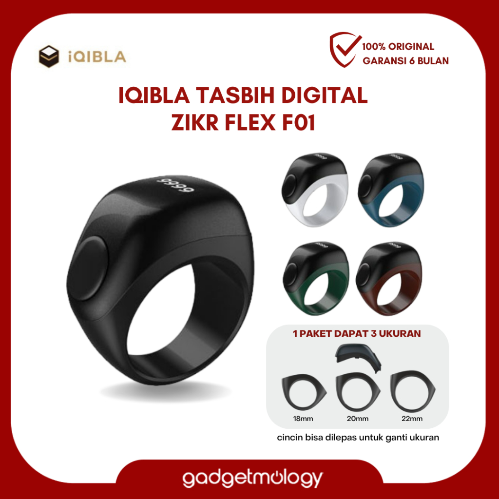 Jual iQIBLA Zikr Ring Flex F01 Lite Smart Tasbih Digital Tasbeeh ...