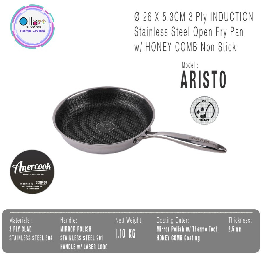 Jual Amercook Fry Pan Honey Comb Stainless Premium non stick Wajan ...