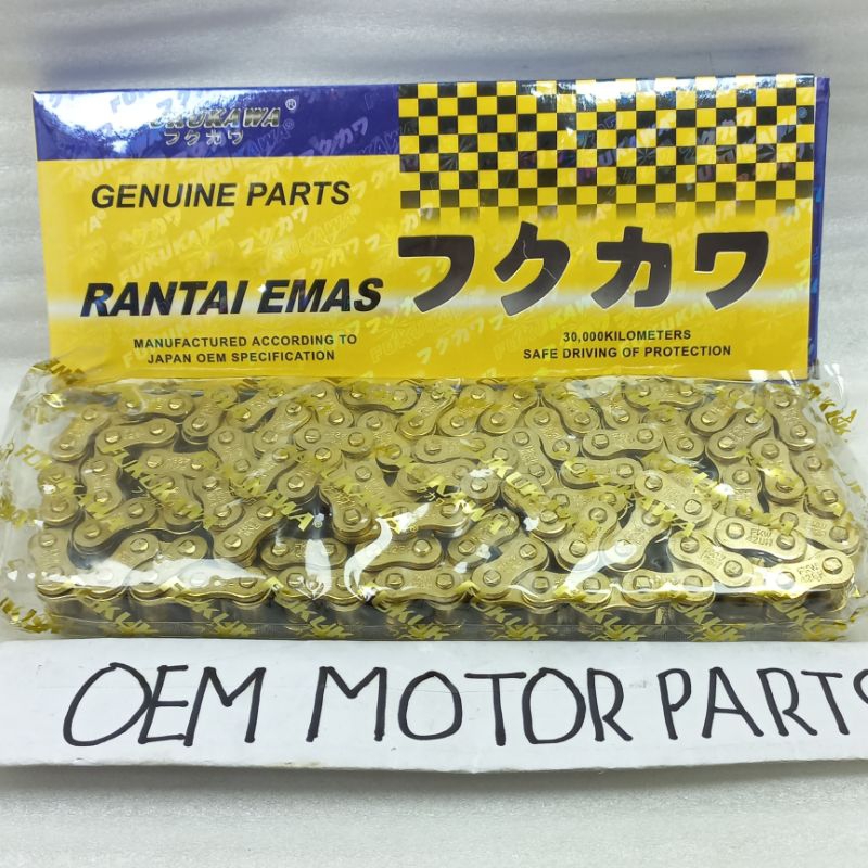 Jual Rantai Motor Rantai Emas Gold Tebal Fukukawa 428H 120L 128L 130L ...