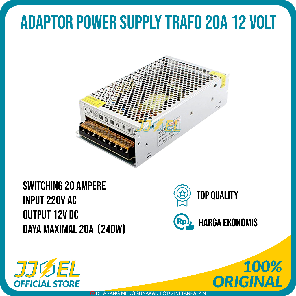 Jual Adaptor Power Supply 12V 20A Switching LED Trafo 20 Ampere ...