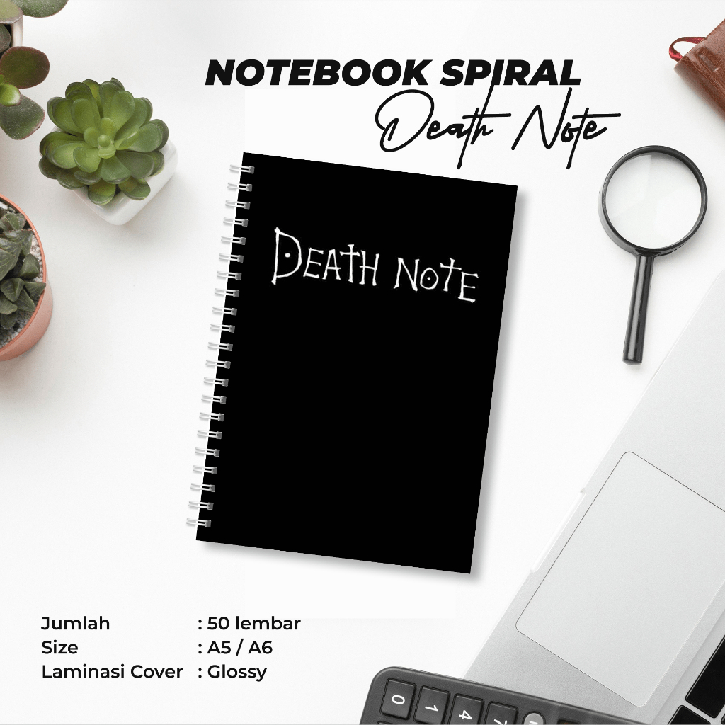 Jual DEATH NOTE - NOTEBOOK SPIRAL A5 ISI 50 LEMBAR COVER GLOSSY PUTIH ...