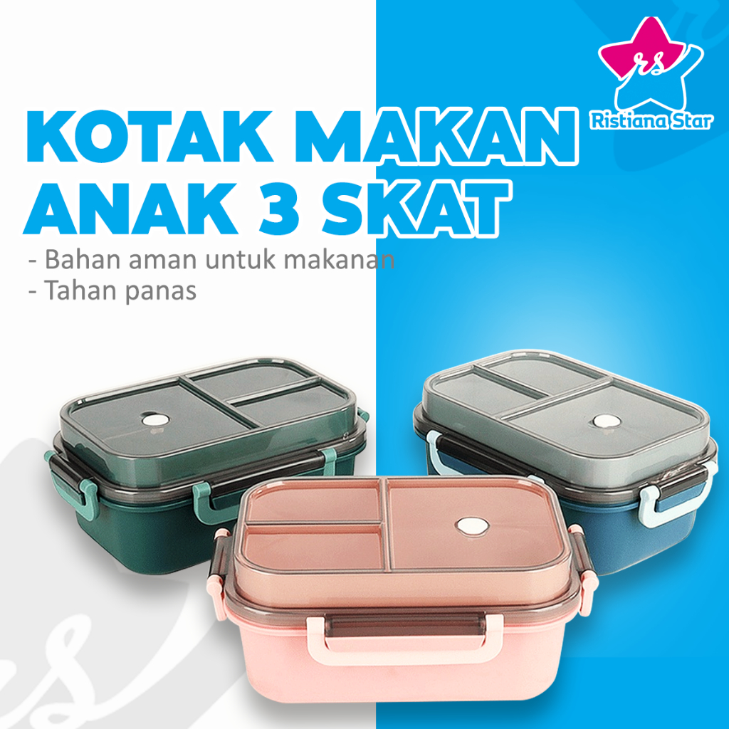 Jual Kotak Makan Siang Transparan 2 Lapis Besar 3 sekat/ Kotak Makan ...
