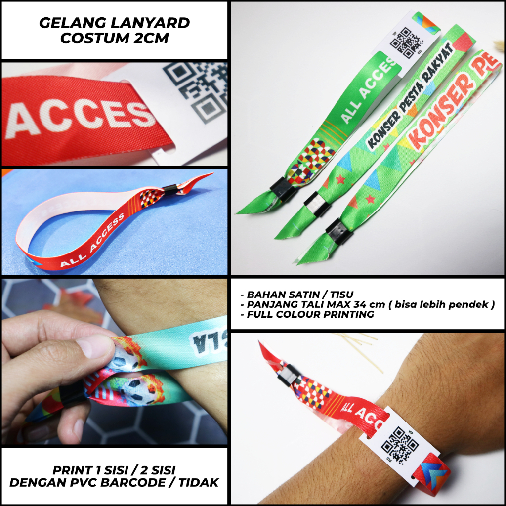 Jual Gelang Lanyard Event Custom 2cm | Wristband Lanyard Lock | Tiket ...