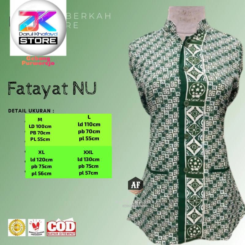 Jual Blouse atasan seragam Fatayat NU // Batik Fatayat NU tanpa kerah ...