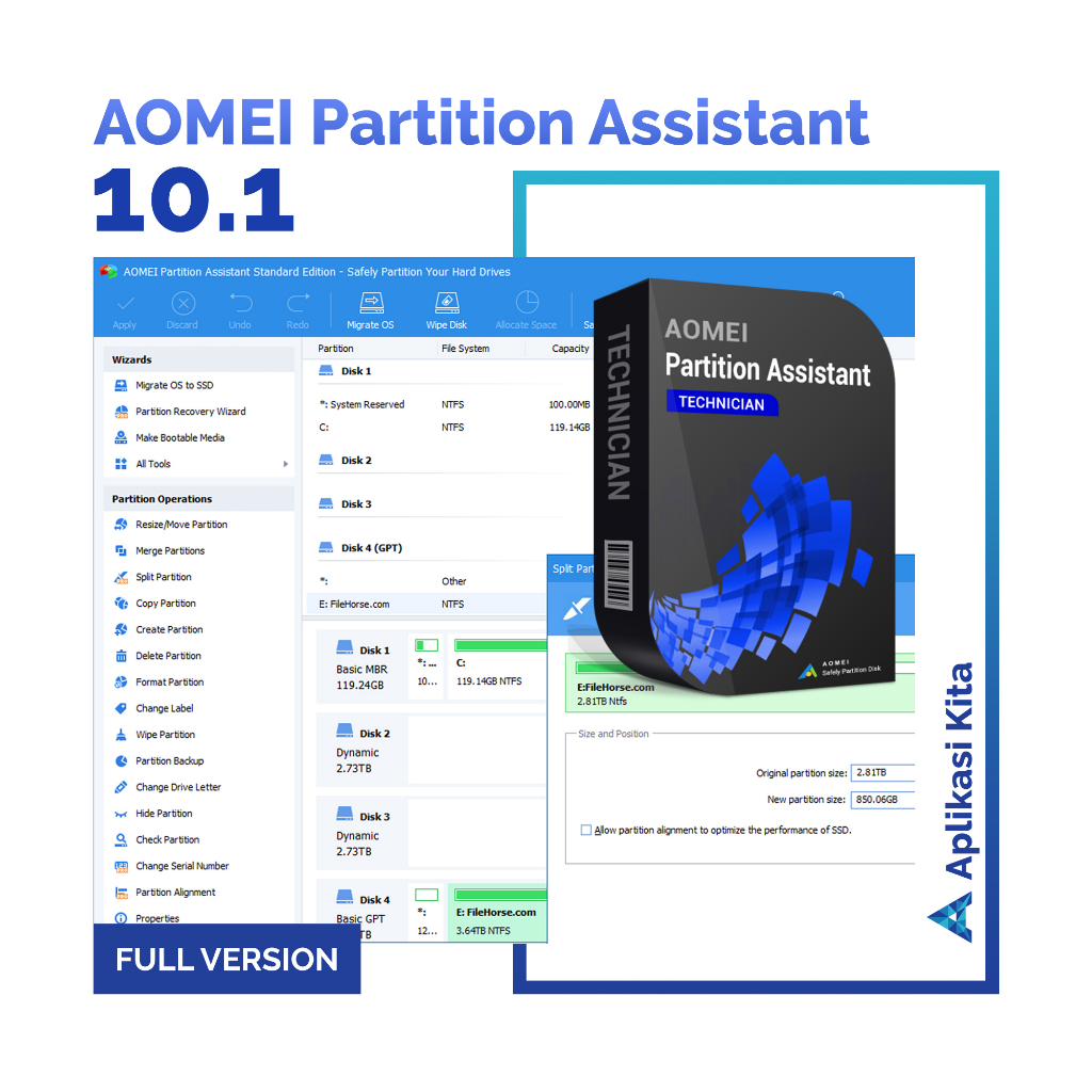 Jual AOMEI Partition Assistant 10.1 Full Version - For Windows | Shopee ...