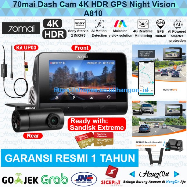 Jual 70mai A810 4K DashCam GPS ADAS Smart Dash Camera Cam Mobil Tracker ...