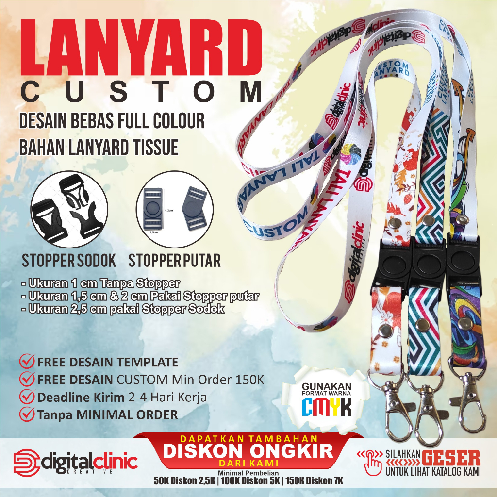 Jual CETAK TALI LANYARD ID CARD CUSTOM PRINTING FULL COLOR 1 SISI 2 ...
