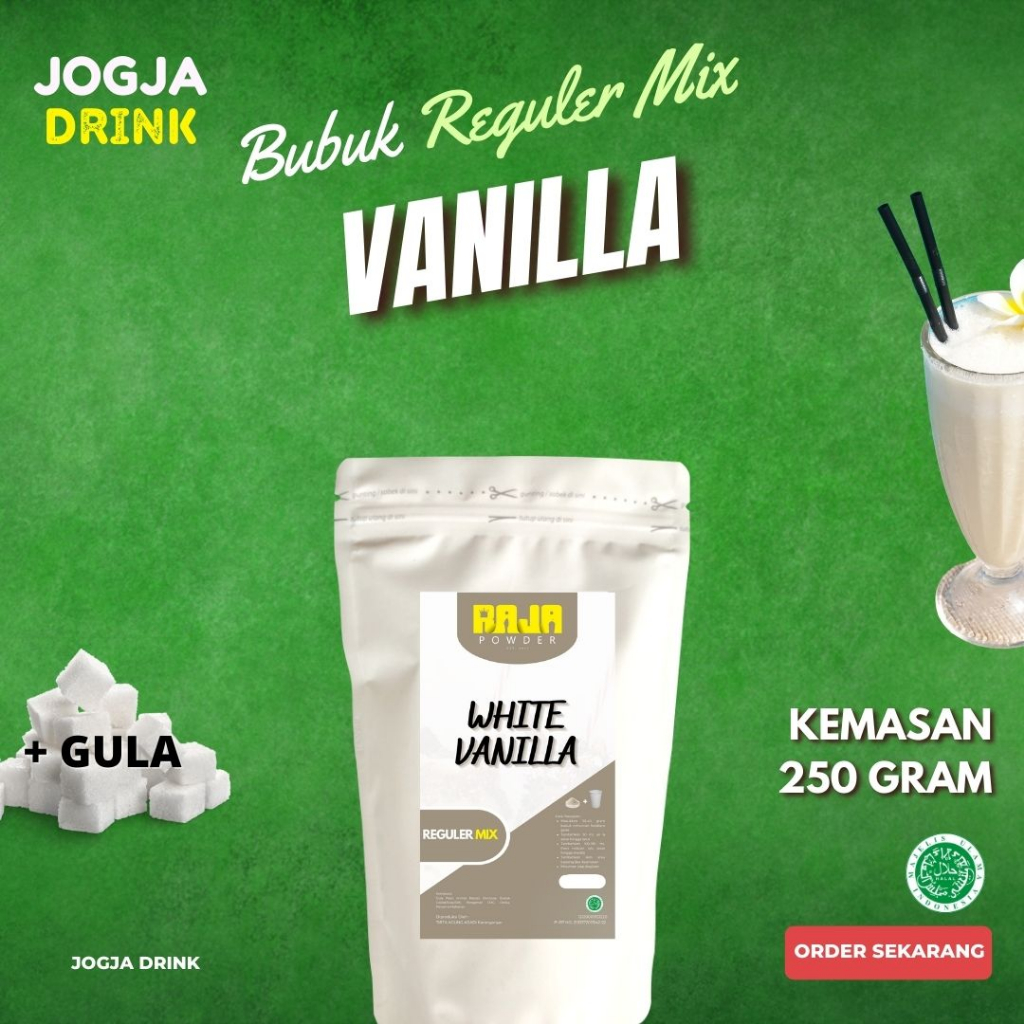 Jual Bubuk Minuman Rasa Vanila Kekinian Vanilla White Powder 250 gram ...
