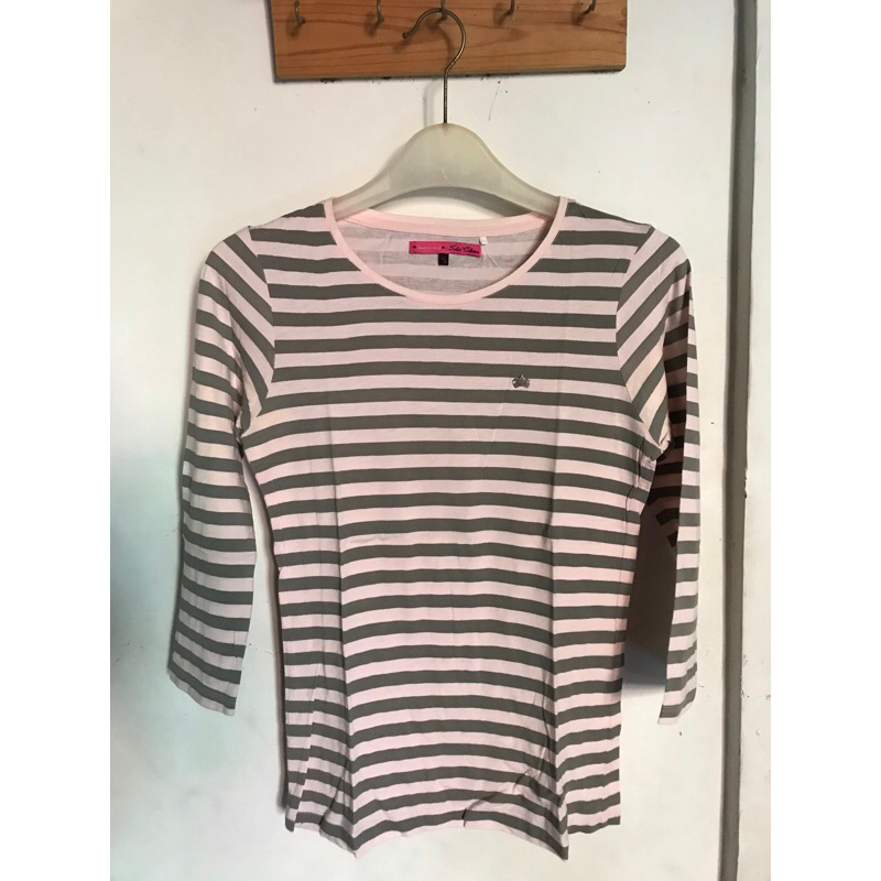 Jual PR*L*V*D atasan baju/kaos wanita motif salur merk Three second ...