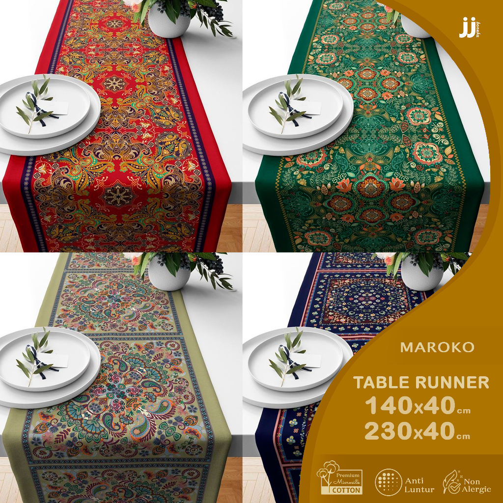 Jual TABLE RUNNER TAPLAK MEJA PRINT MOTIF ABSTRAK MAROKO TURKISH 140X40 ...