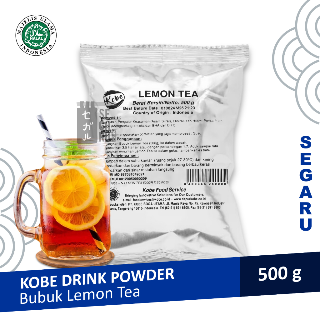 Jual Lemon Tea Kobe | Teh Bubuk Lemon Tea Powder Drink Halal 500 gram ...