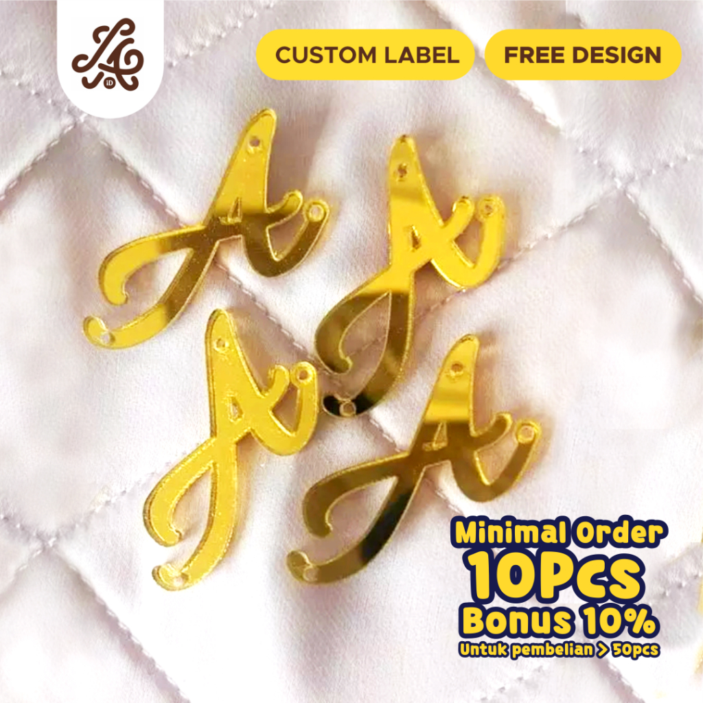 Jual Custom Label Akrilik / Label Hijab Branding / Label Inisial Nama ...