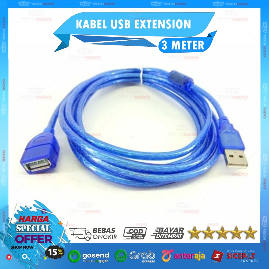 Jual Kabel USB Extention / Extender / Sambungan USB - 3 Meter ...