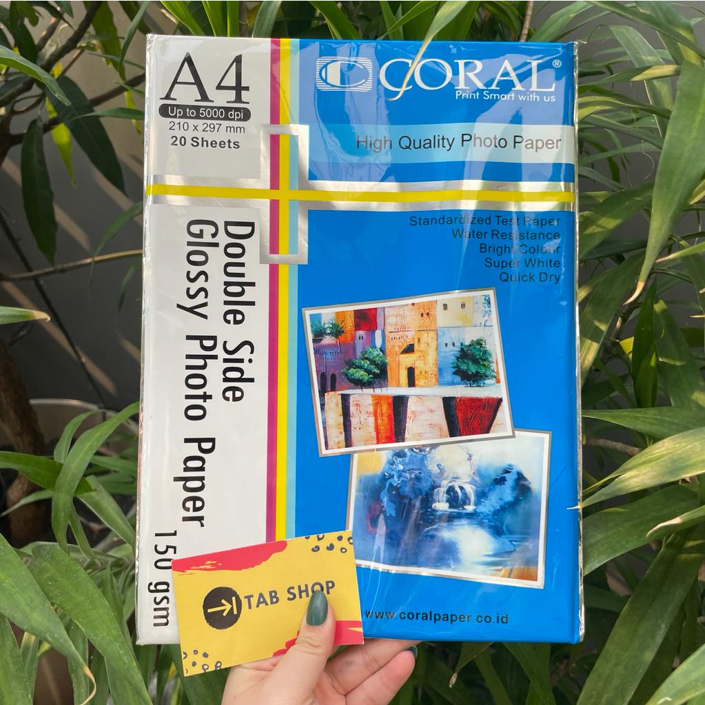 Jual TAB SHOP - CORAL DOUBLE SIDE GLOSSY PHOTO PAPER A4 150 GSM 20 ...