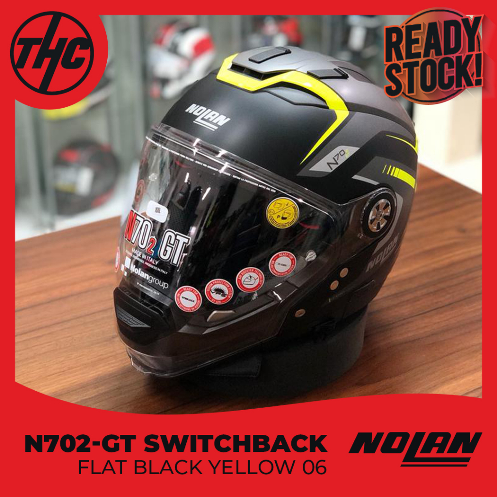 Jual NOLAN N702 GT NCOM SWITCHBACK 06 FLAT BLACK/YELLOW TOURING HELMET ...