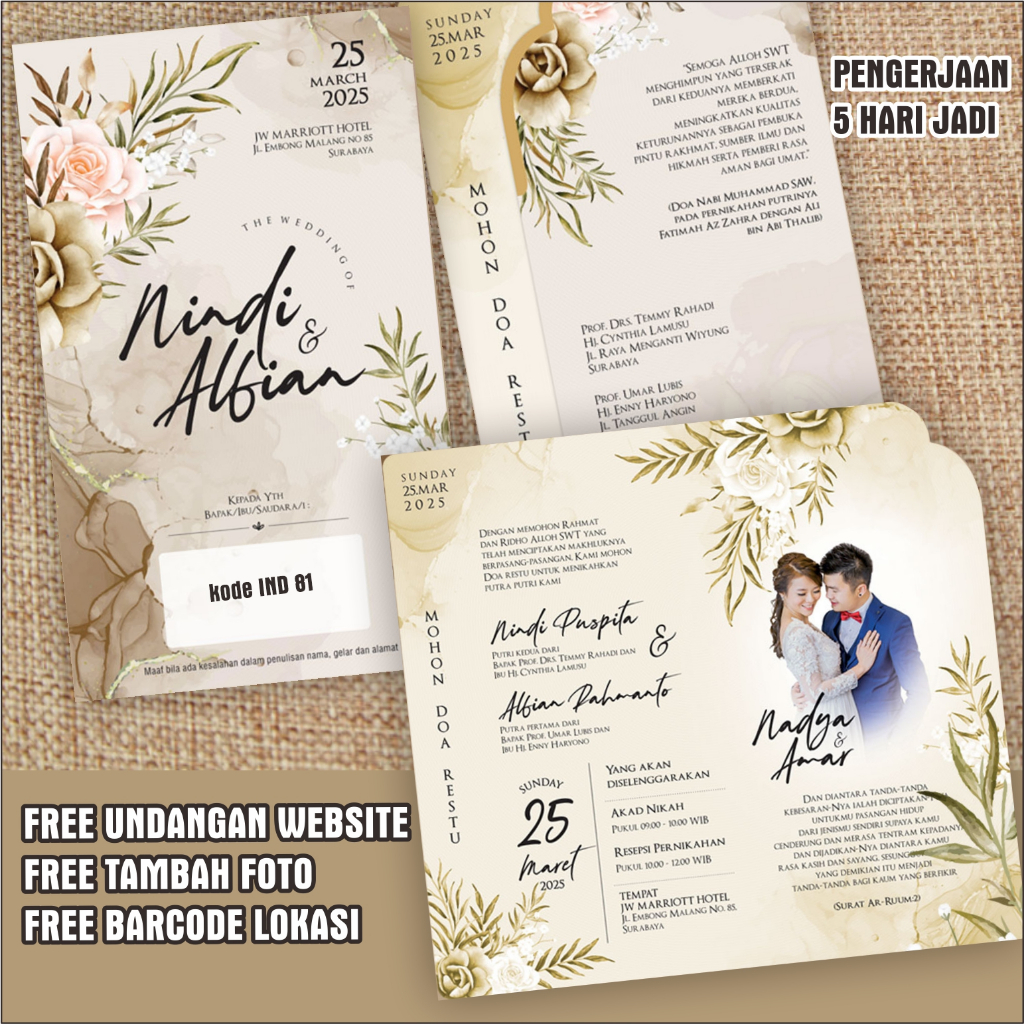 Jual Cetak Undangan pernikahan murah cetak kartu undangan nikah kartu ...