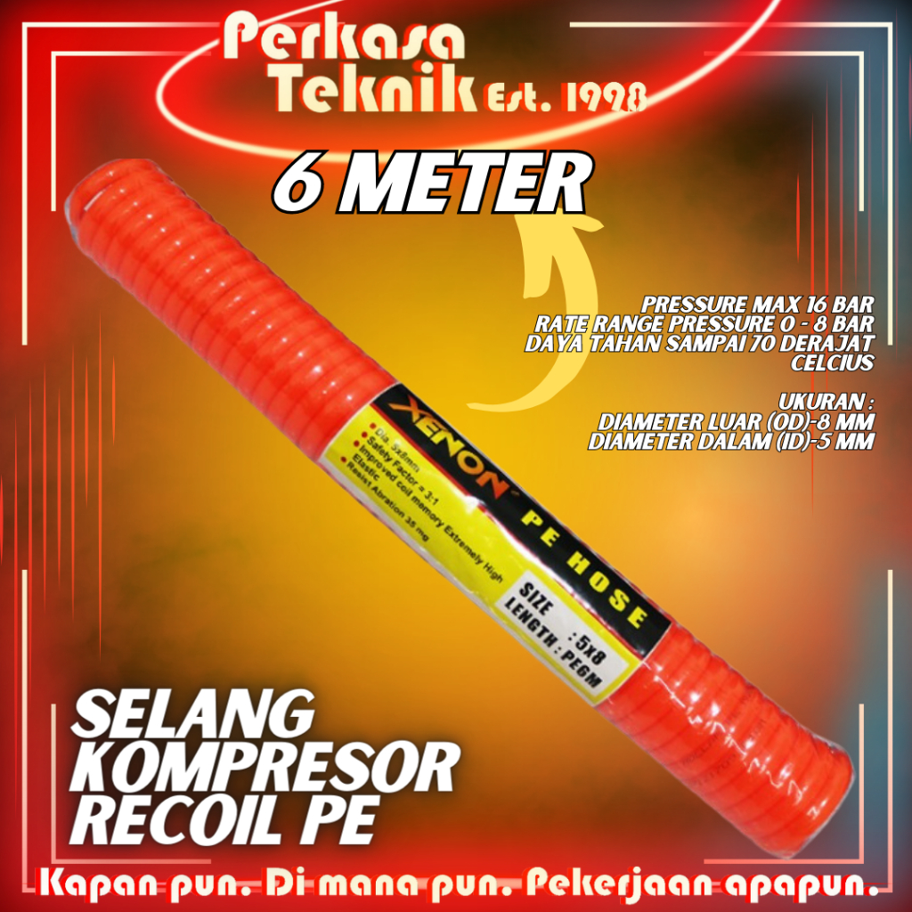 Jual XENON Selang Kompresor PE Spiral Recoil Compressor Hose 6 meter 6M ...