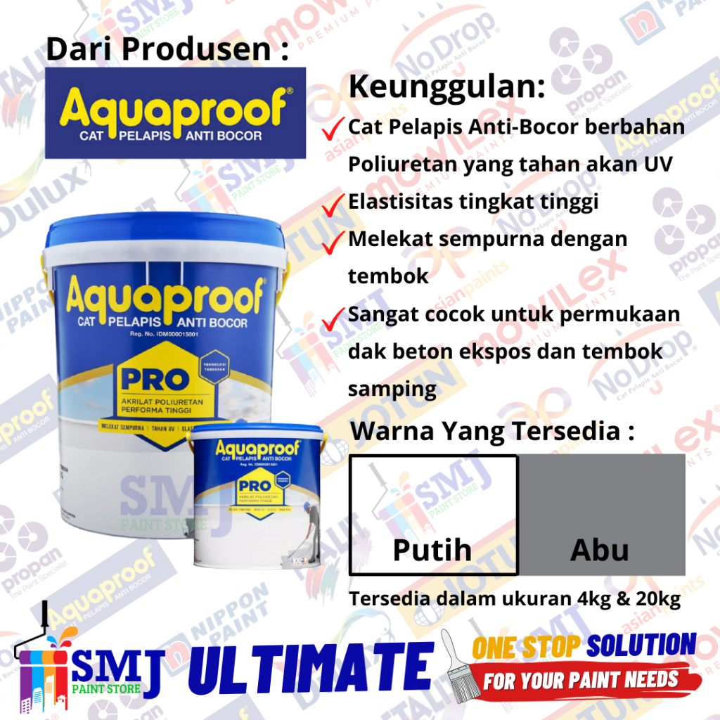 Jual Cat Pelapis Anti Bocor Waterproofing AQUAPROOF PRO Abu 4kg ...