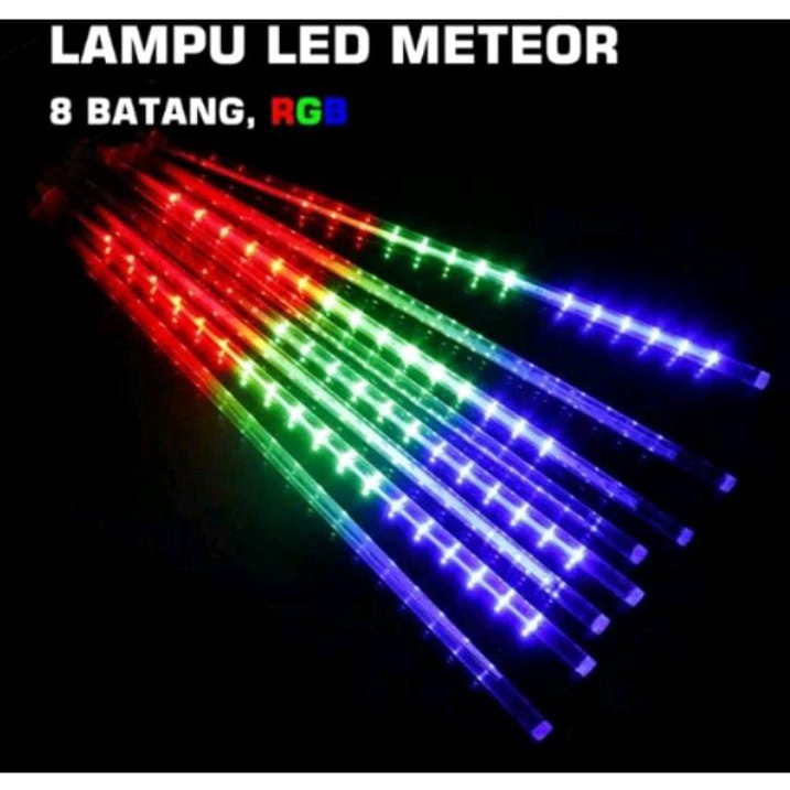 Jual *COD* Lampu Meteor LED Warna Warni 50cm 8 Batang / Lampu Hujan ...