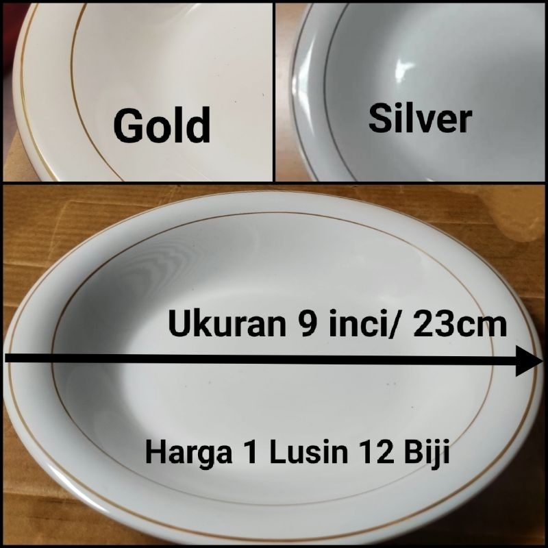 Jual piring makan keramik lis emas tebal OMEGA ukuran 9 inch HARGA 1 ...