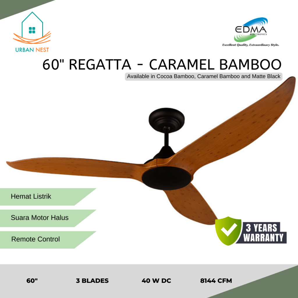 Jual MT EDMA Regatta 60" DC Motor Wood Ceiling Fan Kipas Angin Plafon ...